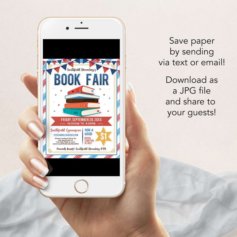 Editable Book Fair Flyer, Book Sale Poster Template, Fundraiser Charity ...