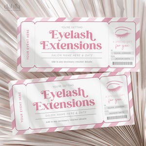 Eyelash Extensions Gift Voucher, Printable Lash Extensions Gift ...