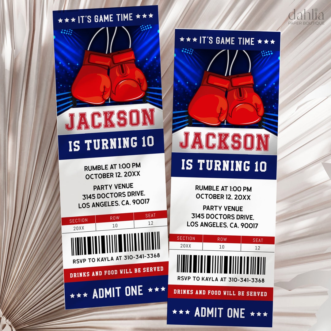 Boxing Ticket Birthday Invitation, Editable Surprise Boxing Match Voucher Template, Ready to ...