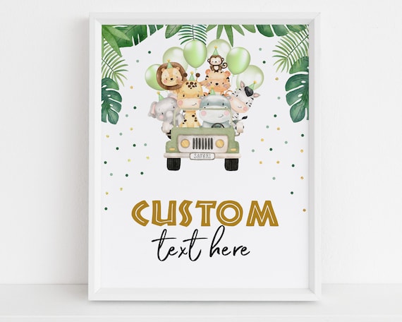 Wild One Birthday Custom Text Sign, EDITABLE Safari Animals Party Decor ...