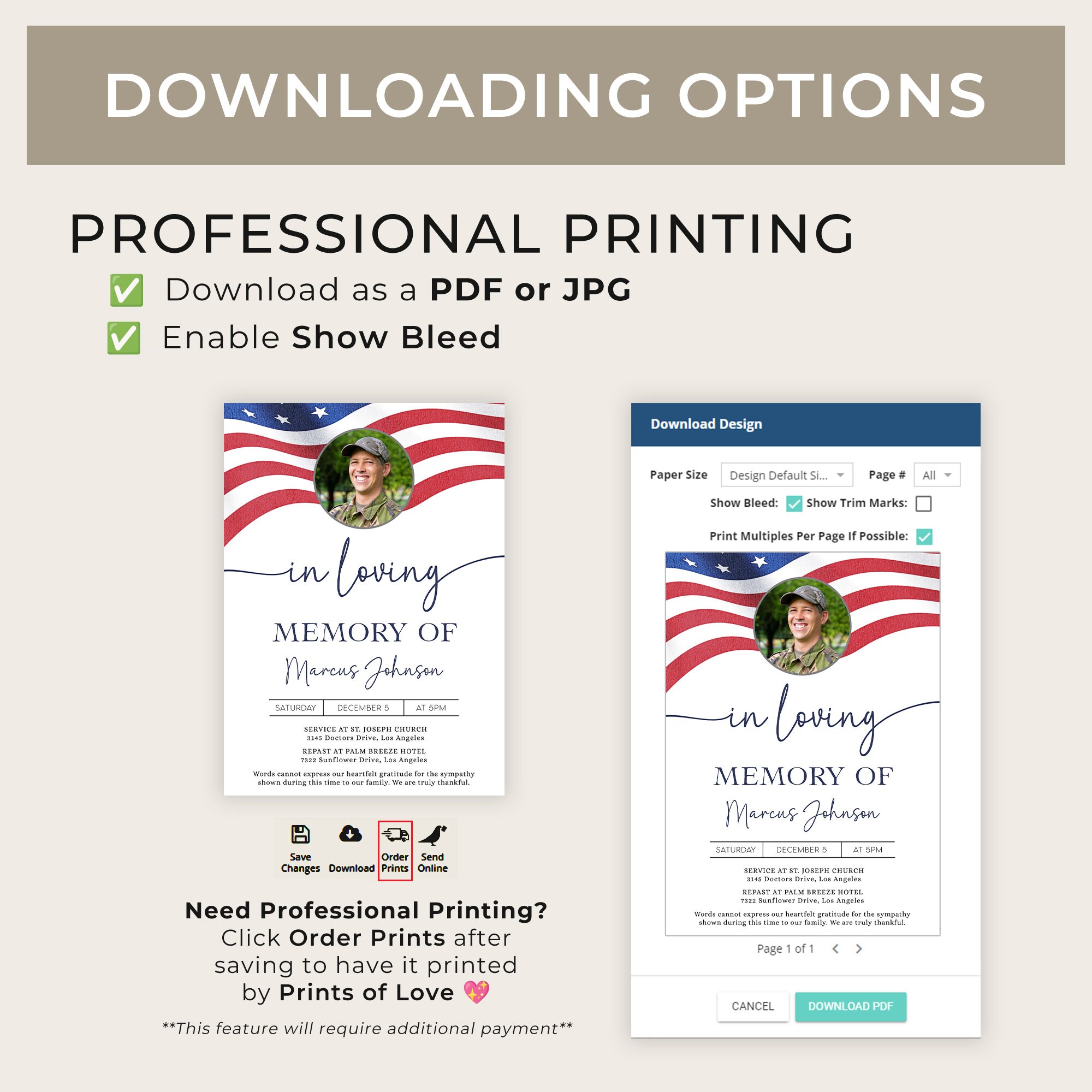 Military Funeral Invitation Template, Editable Navy Funeral ...