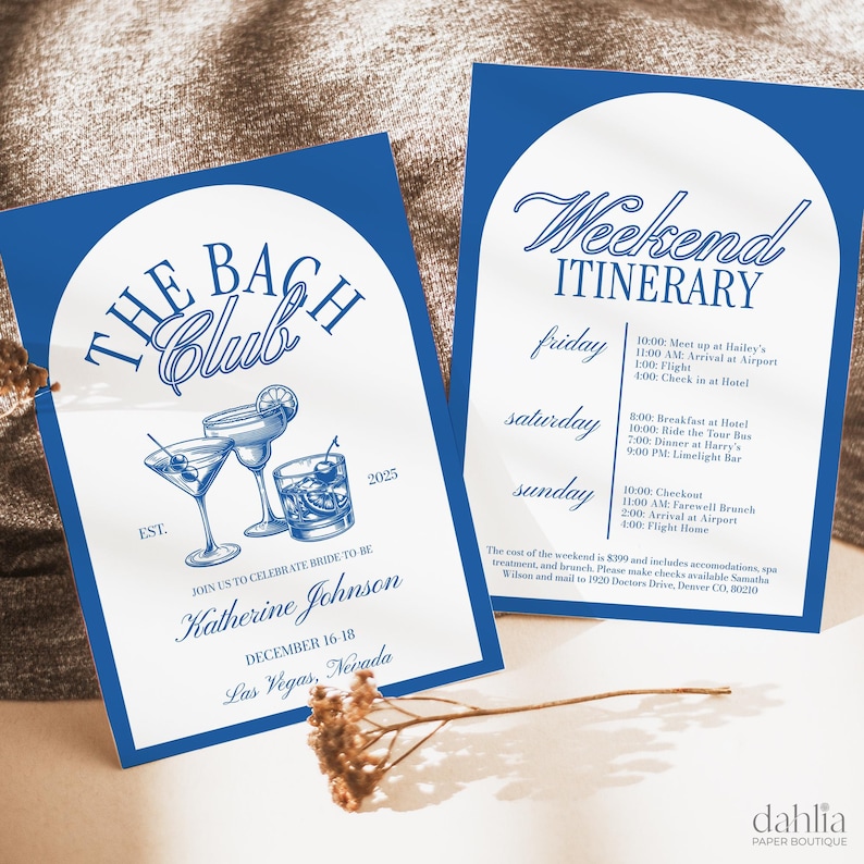The Bach Club Bachelorette Invitation Template, Cabana Beach ...