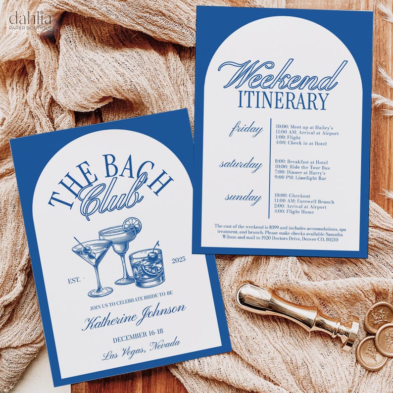 The Bach Club Bachelorette Invitation Template, Cabana Beach ...