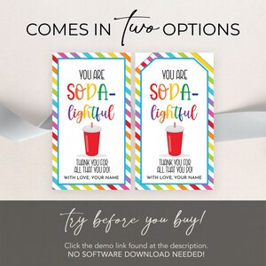 Editable Soda Favor Tags, Appreciation Week Gift Tag Template, Employee ...