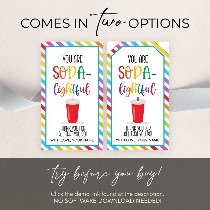 Editable Soda Favor Tags, Appreciation Week Gift Tag Template, Employee ...