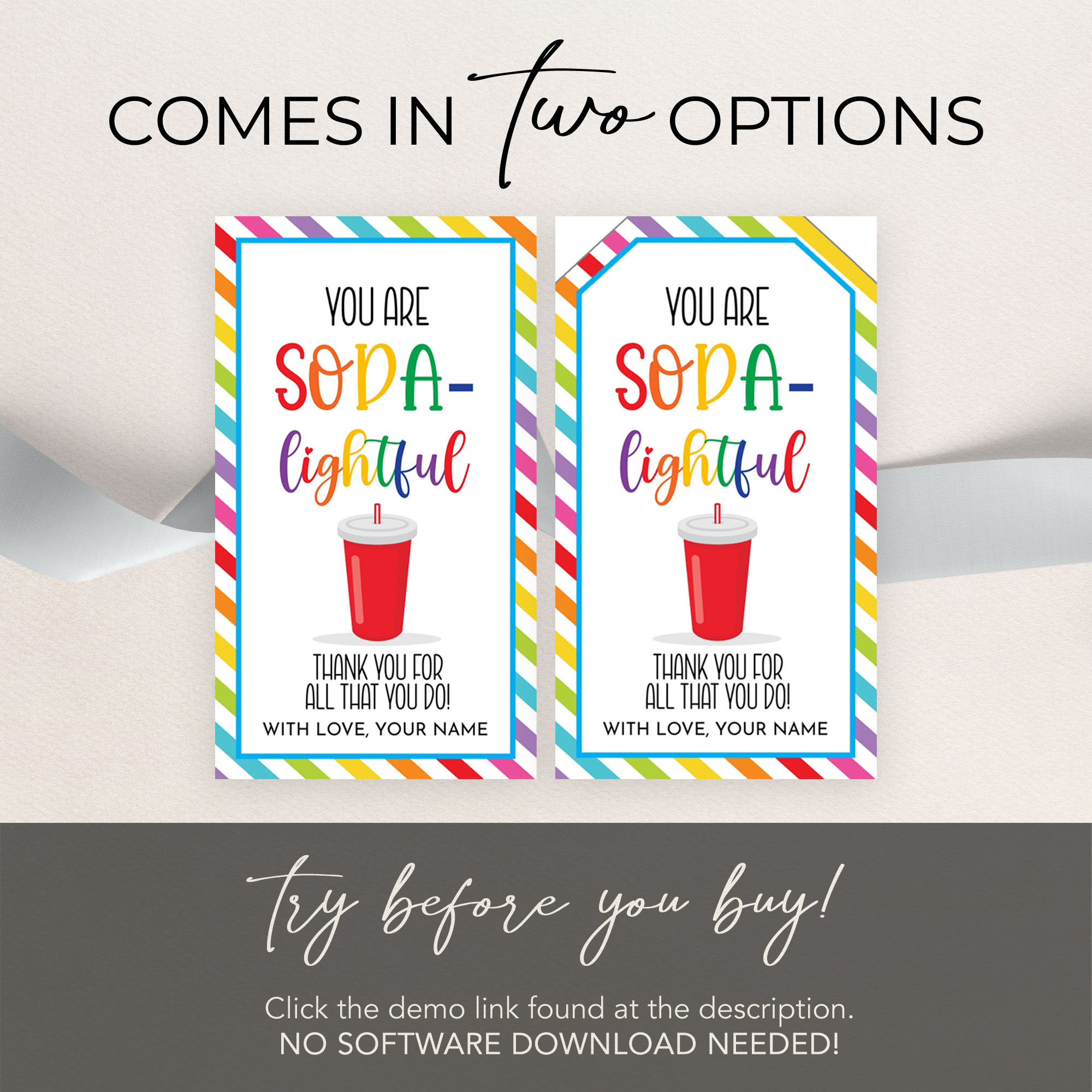 Editable Soda Favor Tags, Appreciation Week Gift Tag Template, Employee ...