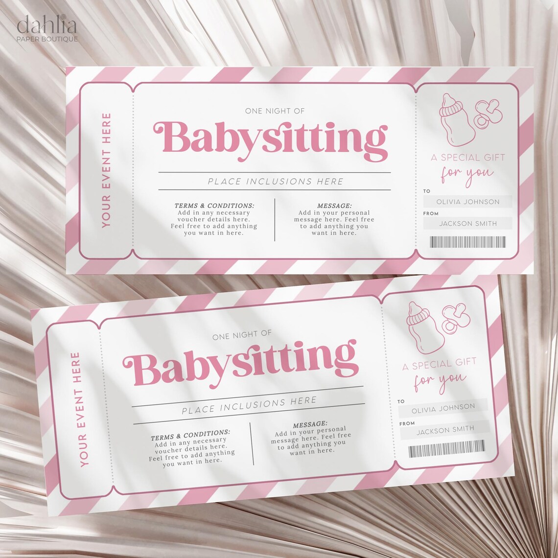 Babysitting Gift Voucher, Editable Babysitting Coupon Template ...