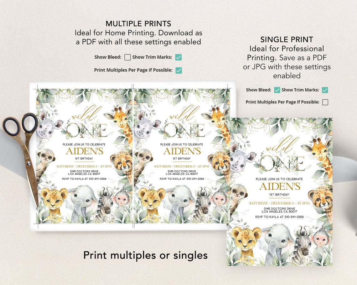 EDITABLE Safari 1st Birthday Party Invitation Jungle Party - Etsy