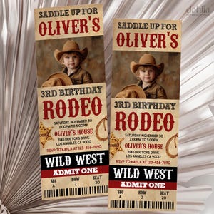 Western Rodeo Birthday Ticket Invitation, Editable Cowboy Ticket Invite ...