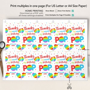 EDITABLE Pop It Thank You for Coming Gift Tag, Pop It Party Favor Tag ...