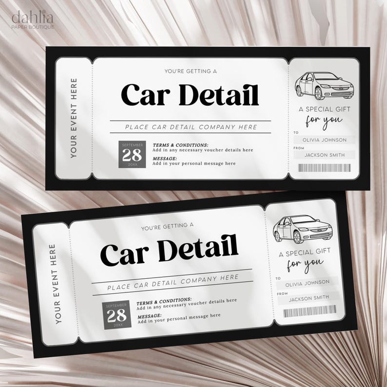 Car Detailing Gift Voucher, Editable Auto Detailing Certificate, Car ...