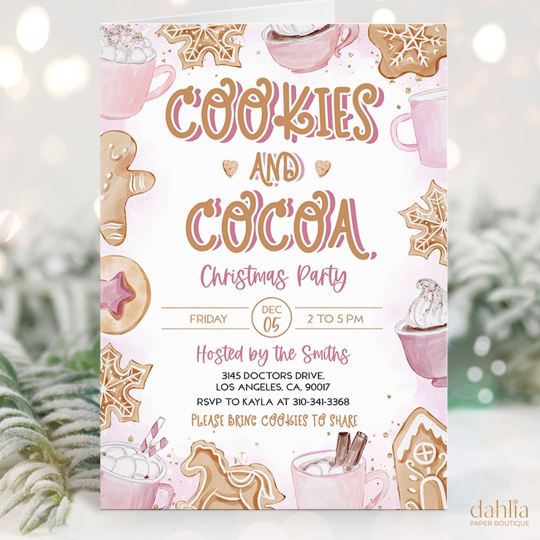Christmas Cookies and Cocoa Invitation, Editable Cookie Exchange Party ...