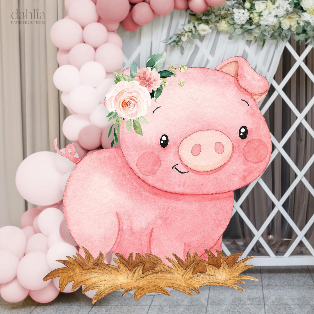 Barn Animal Big Decor Cutout, Pig Cutout, Pink Farm Birthday, Ranch ...