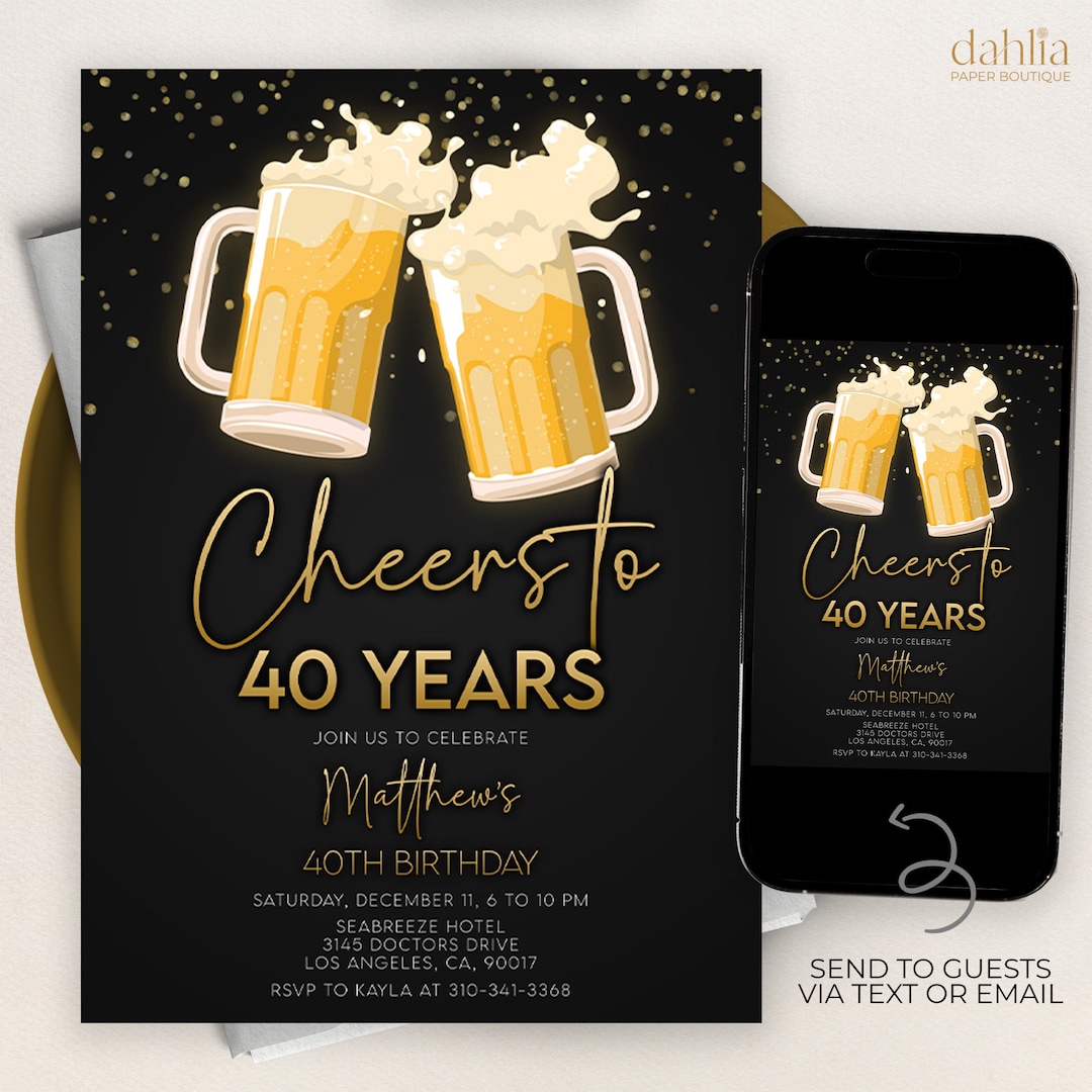 Beer Birthday Invitation, Editable Beer Surprise Birthday Invite, Adult ...