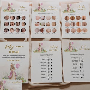 EDITABLE 80 Peter Rabbit Baby Shower Games, Rustic Bunny Game Bundle ...