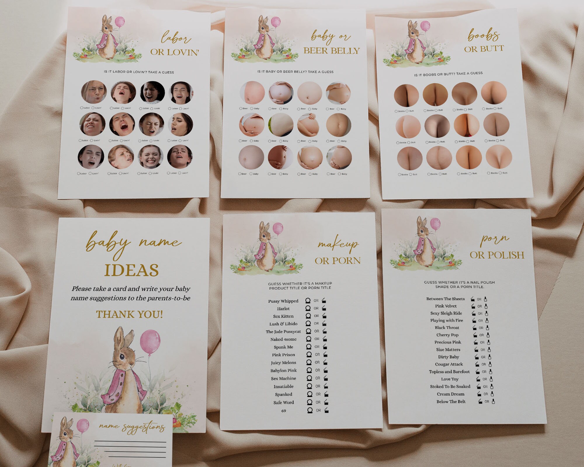 EDITABLE 80 Peter Rabbit Baby Shower Games, Rustic Bunny Game Bundle ...