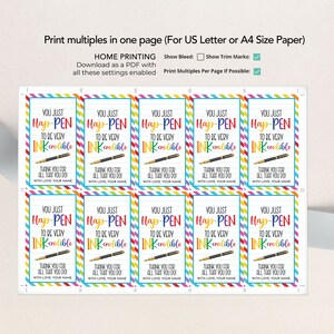 Editable Teacher Appreciation Favor Tags, School Pen Gift Tag Template ...