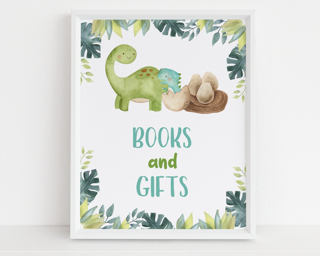 Dinosaur Books & Gifts Table Sign, EDITABLE Rawr Its A Boy Party Decor ...