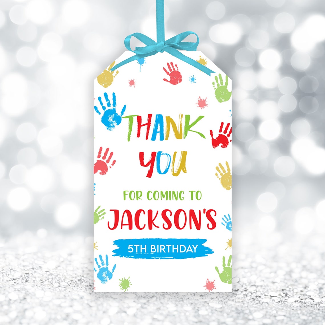 EDITABLE High Five Birthday Thank You for Coming Gift Tag, Printable Hi ...