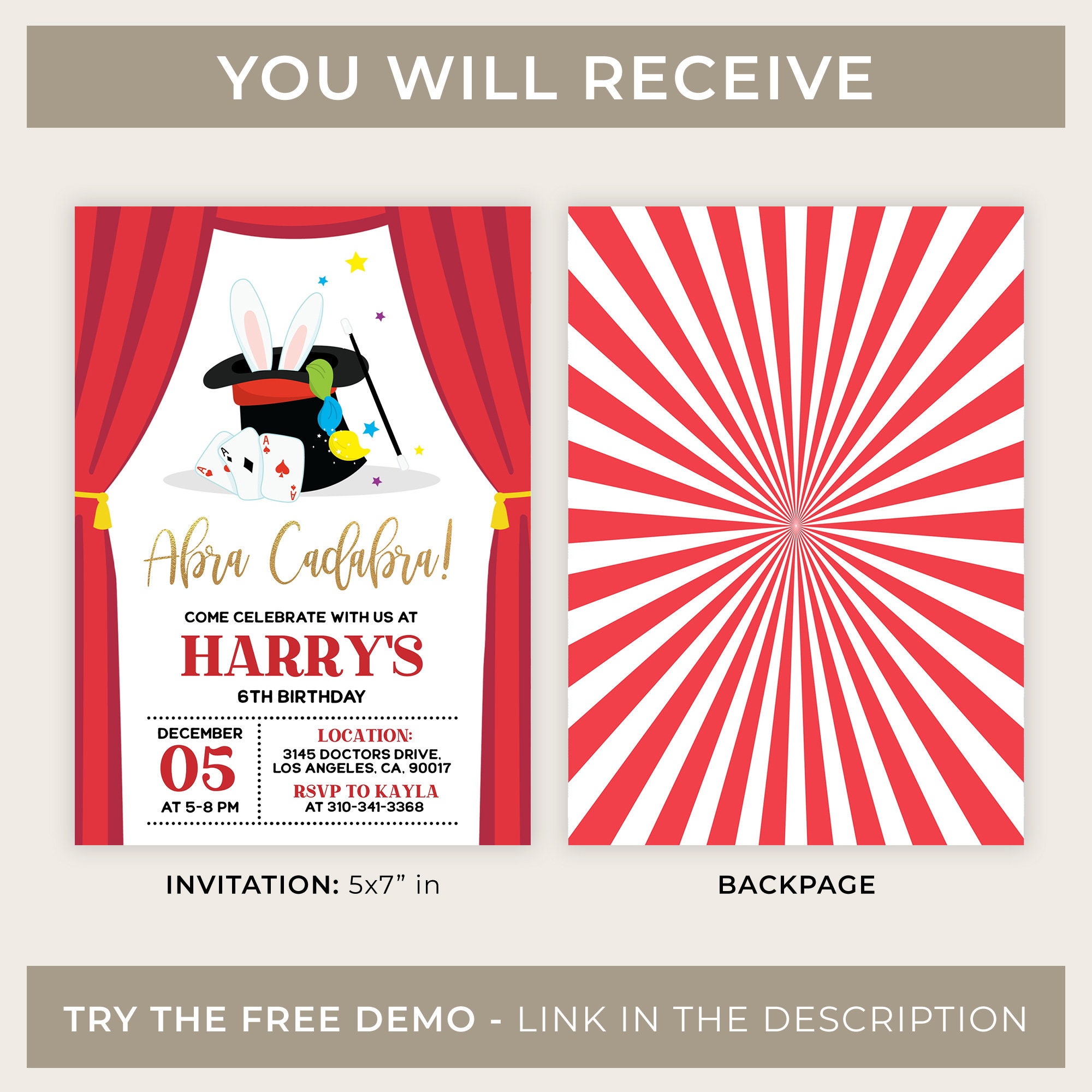 Magic Boy Birthday Printable Invitation Templates