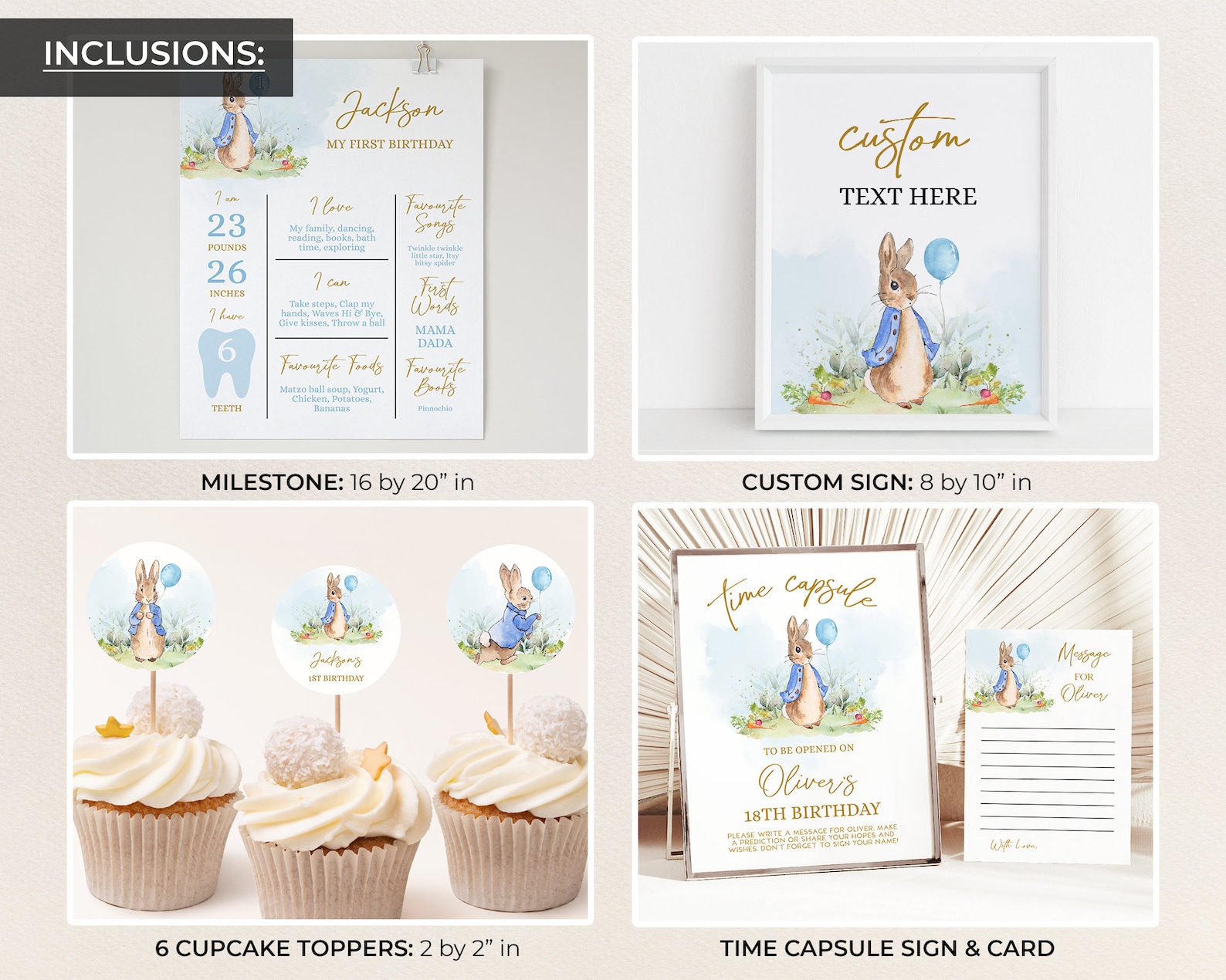 Peter Rabbit First Birthday Party Bundle, EDITABLE Flopsy Bunny Party ...