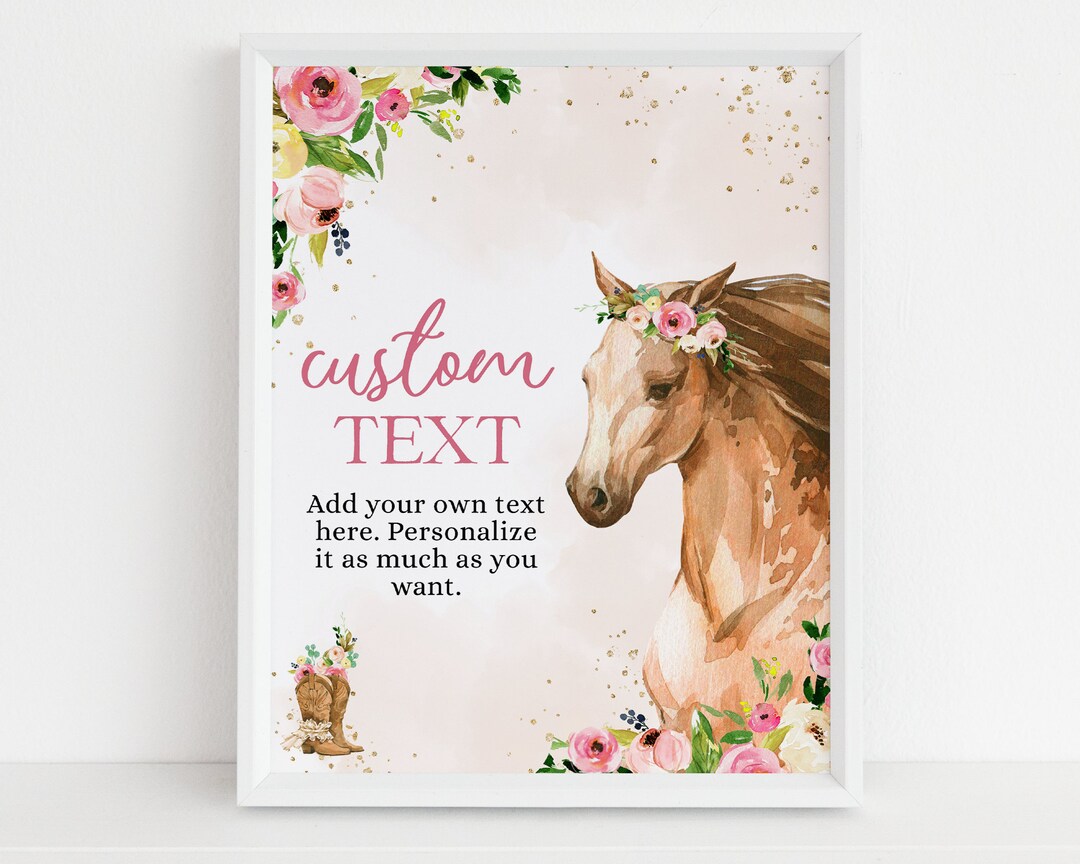 EDITABLE Horse Custom Text Sign, Saddle up Cowgirl Birthday Banner ...
