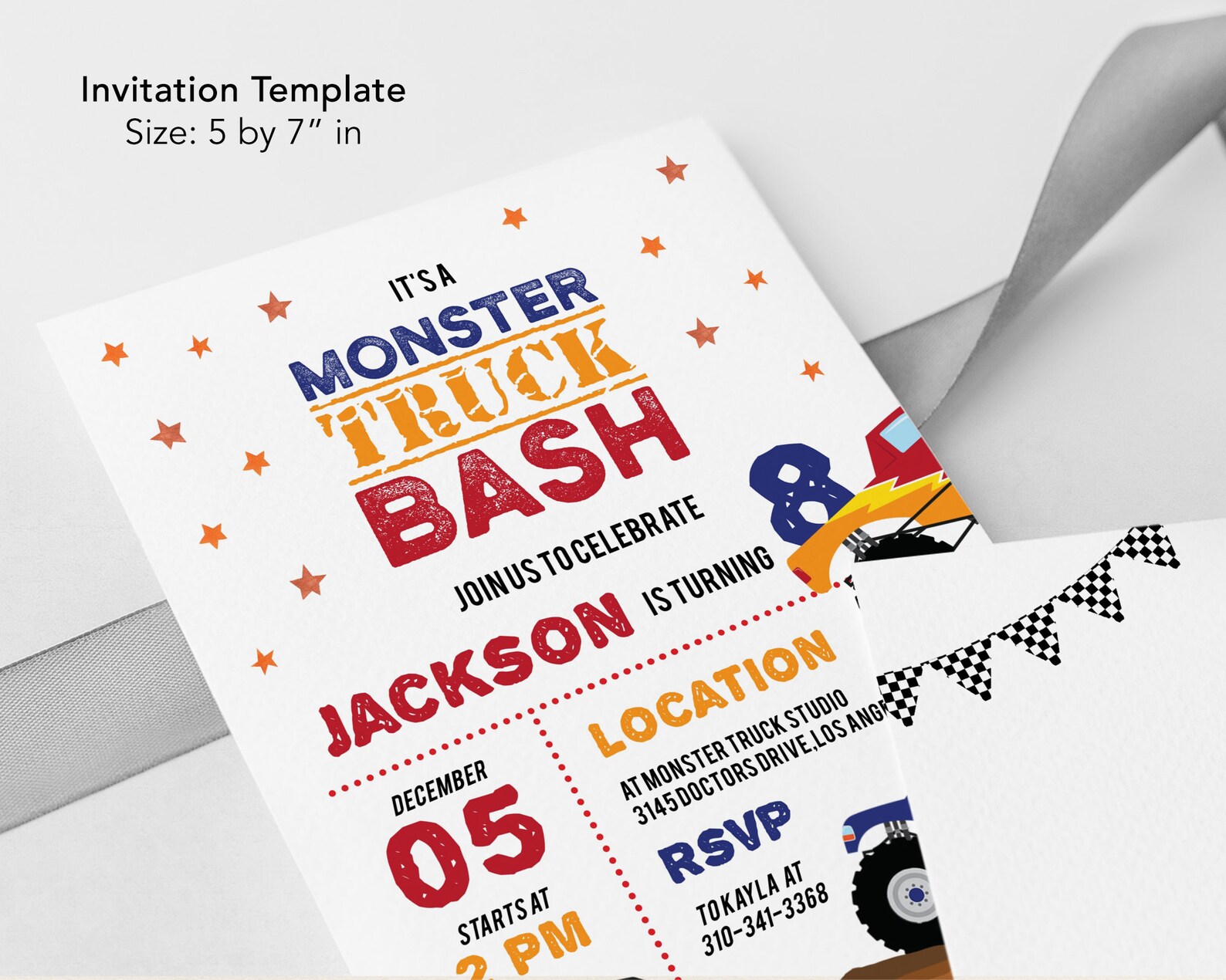 EDITABLE Monster Truck Birthday Invitation Template Printable - Etsy