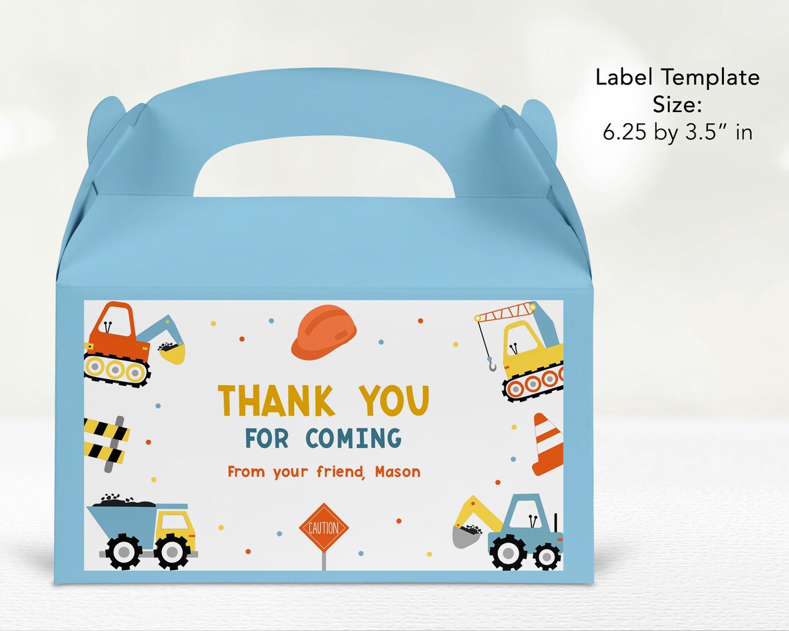 Construction Gable Box Label Template Editable Dump Trucks - Etsy