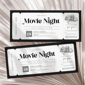Movie Night Gift Voucher, Editable Movie Night Invitation, Cinema ...