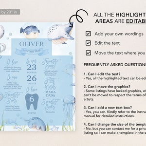 Under the Sea First Birthday Milestone Poster, EDITABLE Birthday Sign ...