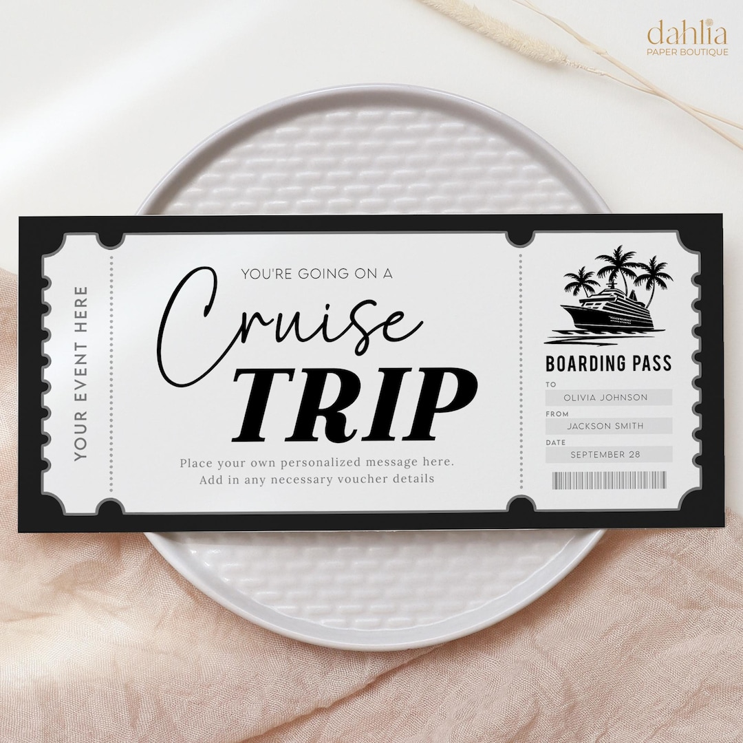 Cruise Boarding Pass, Surprise Cruise Ticket Template, Editable Cruise ...