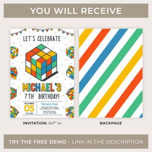 EDITABLE Puzzle Cube Party Invitation, Kids Game Birthday Invite, Game ...