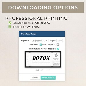 Botox Coupon Template, Editable Botox Gift Voucher, Botox Ticket Gift ...