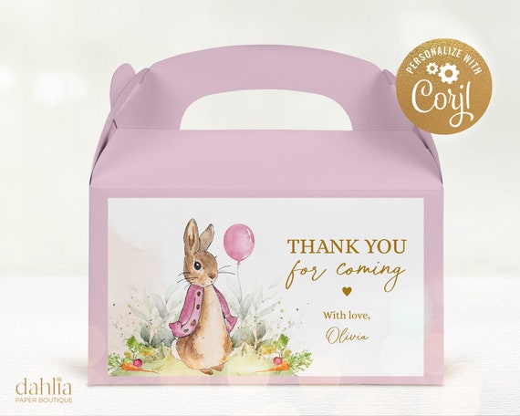 Peter Rabbit Gable Box Label Template, Editable Flopsy Bunny Party ...