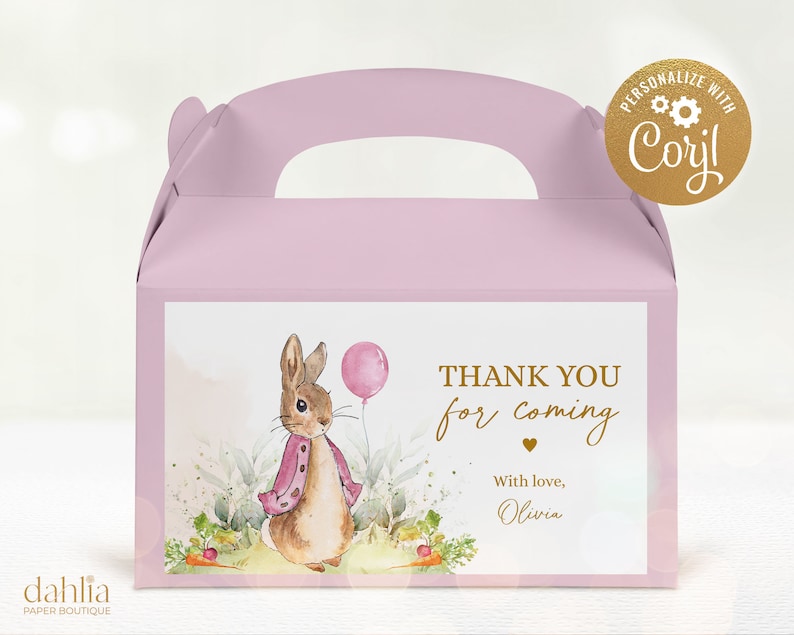 Peter Rabbit Gable Box Label Template Editable Flopsy Bunny - Etsy
