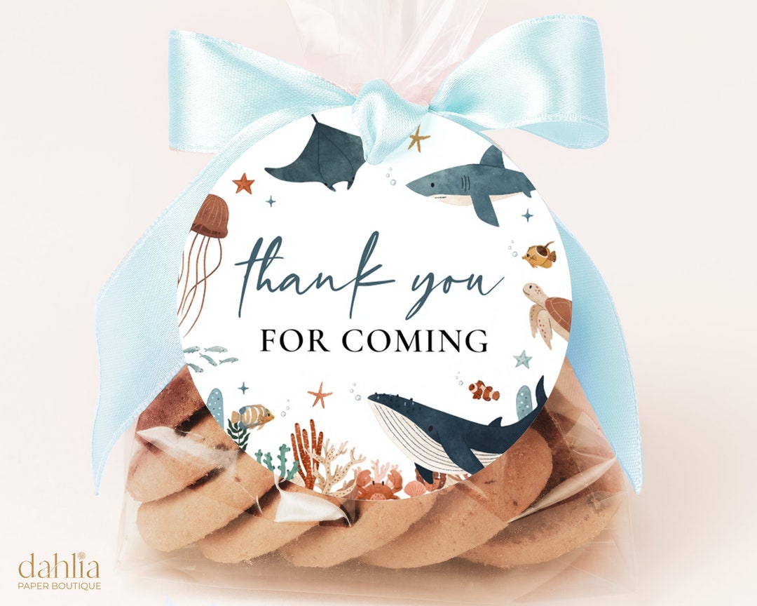Under the Sea Birthday Gift Tag, EDITABLE Thank You for Coming Round ...