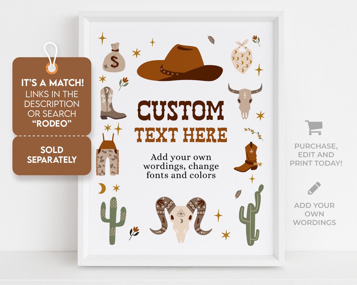 Wild West Modern Birthday Invitation EDITABLE Cowboy Rodeo - Etsy