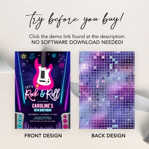 Rock Star Birthday Invitation Editable Music Party Template - Etsy