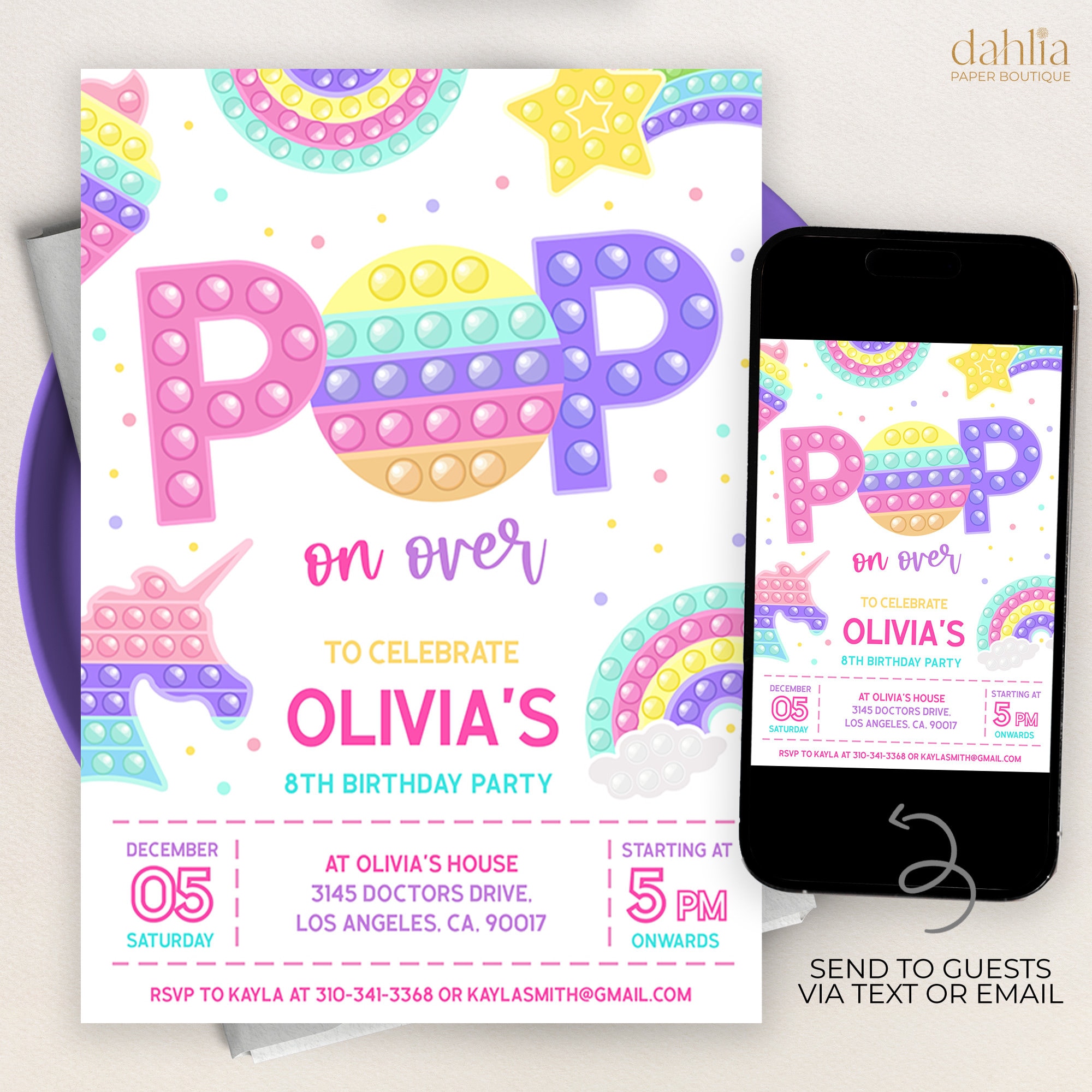 EDITABLE Pop It Birthday Invitation, Pop It Party Invitation Template ...