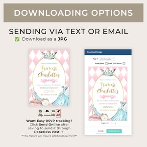 Cinderella Birthday Invitation, EDITABLE Princess Party Invite Template ...