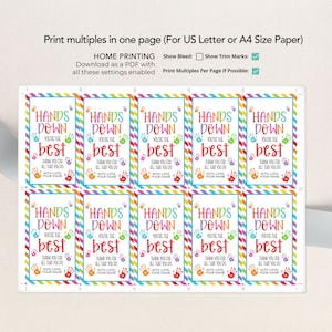 Hands Down You Are the Best Gift Tag, Editable Appreciation Week Gift ...