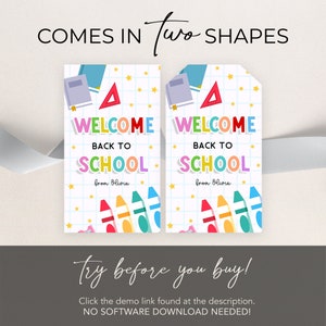 Welcome Back to School Favor Tags, EDITABLE First Day of School Gift ...