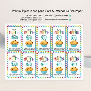 Editable Muffin Favor Tags, Appreciation Week Gift Tag Template ...