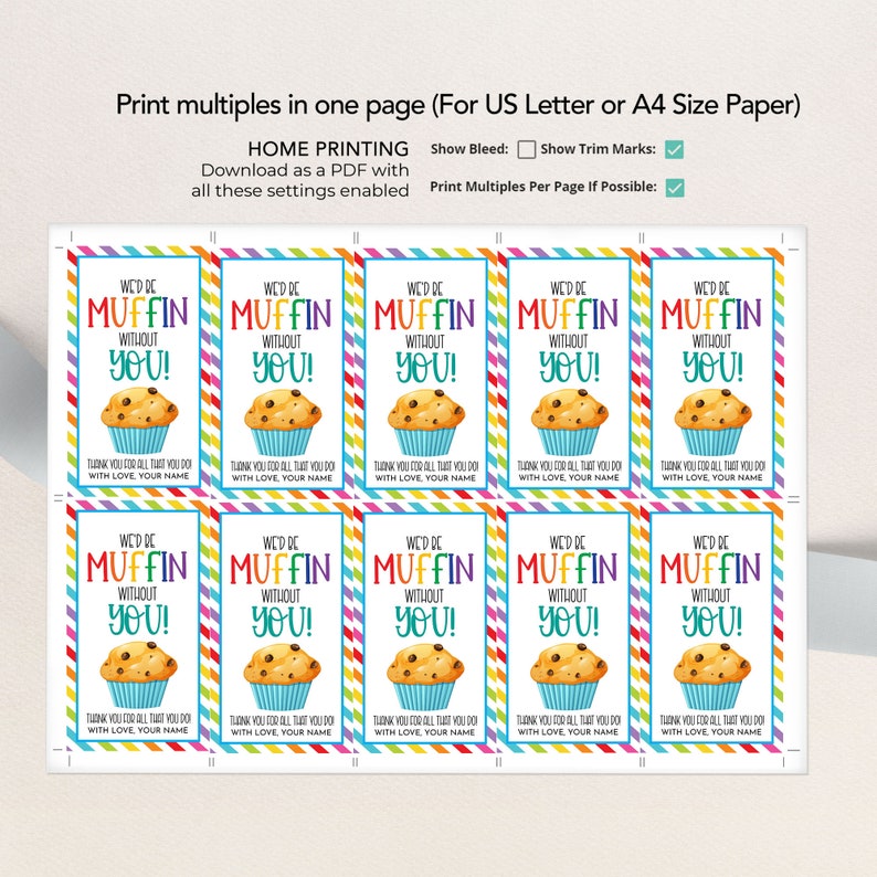 Editable Muffin Favor Tags, Appreciation Week Gift Tag Template ...