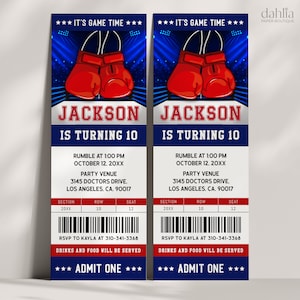 Boxing Ticket Birthday Invitation, Editable Surprise Boxing Match ...