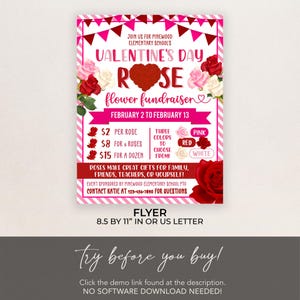 Editable Valentine's Day Rose Flower Fundraiser Flyer, Community Flower ...