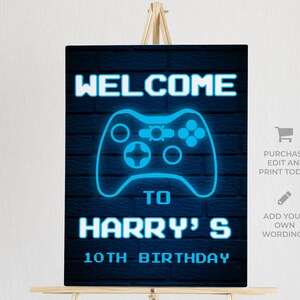 Video Game Birthday Welcome Sign, EDITABLE Gamer Party Decor, Boys ...