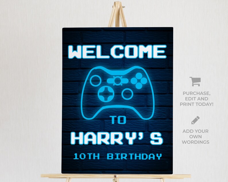 Video Game Birthday Welcome Sign EDITABLE Gamer Party Decor - Etsy
