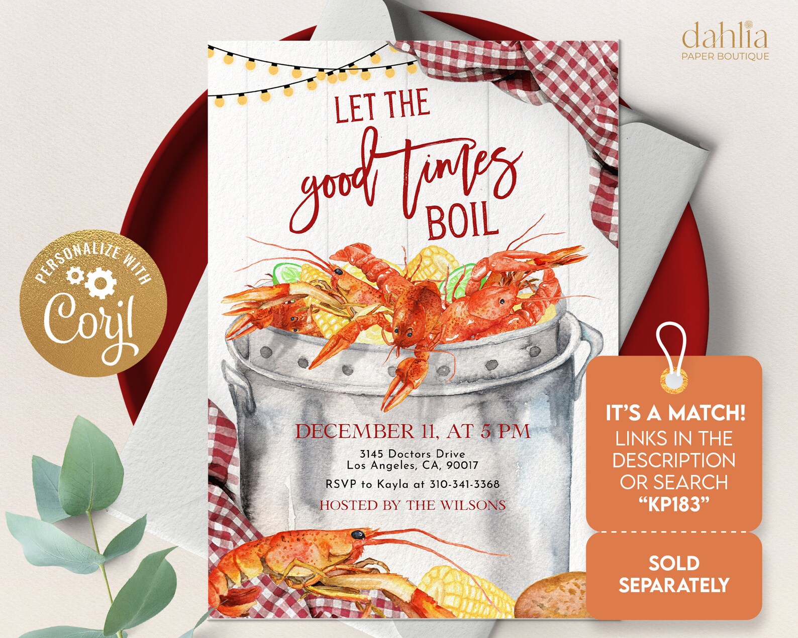 Editable Seafood Boil Custom Text Sign, Let the Good Times Boil ...