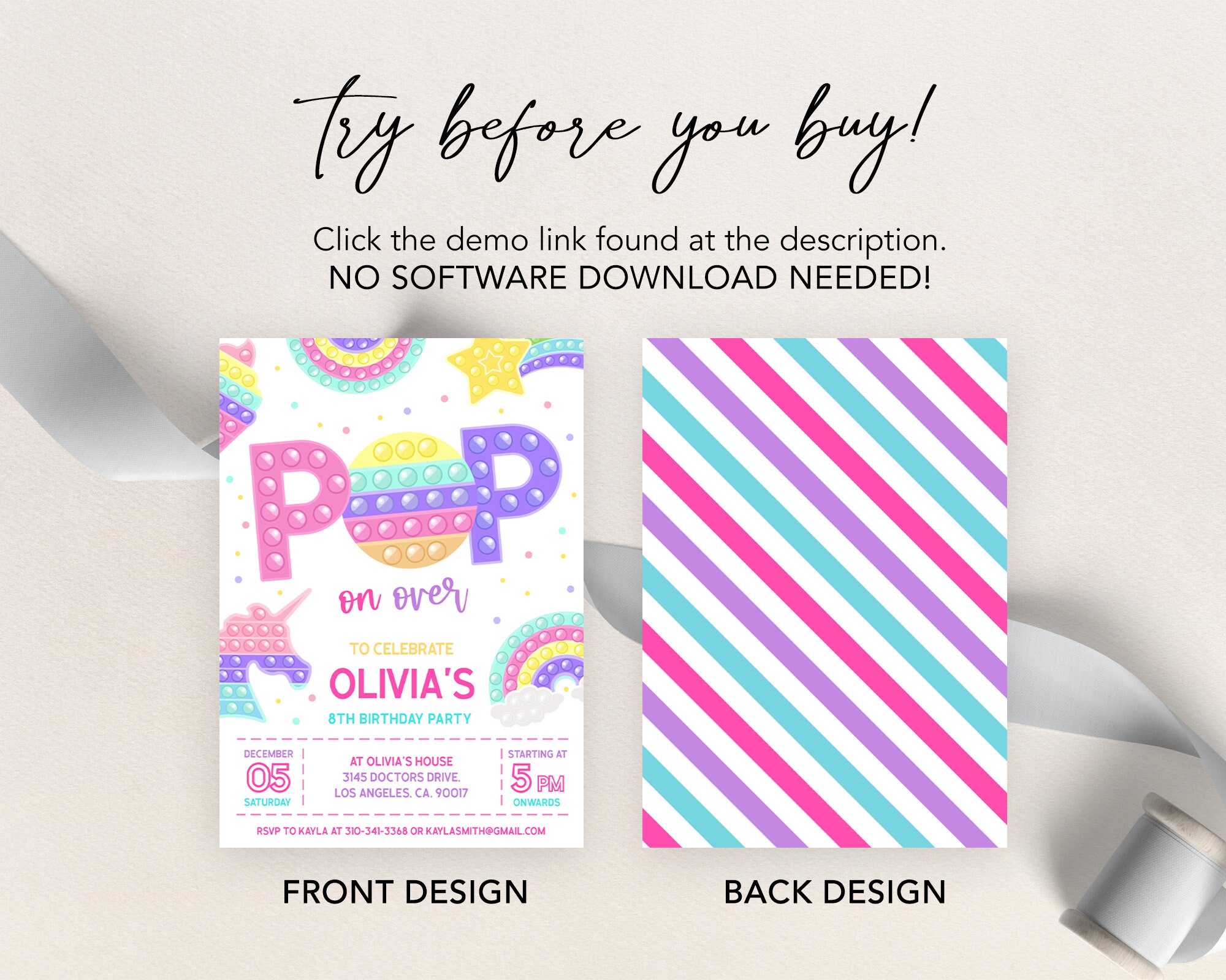 EDITABLE Pop It Birthday Invitation Pop It Party Invitation - Etsy Canada